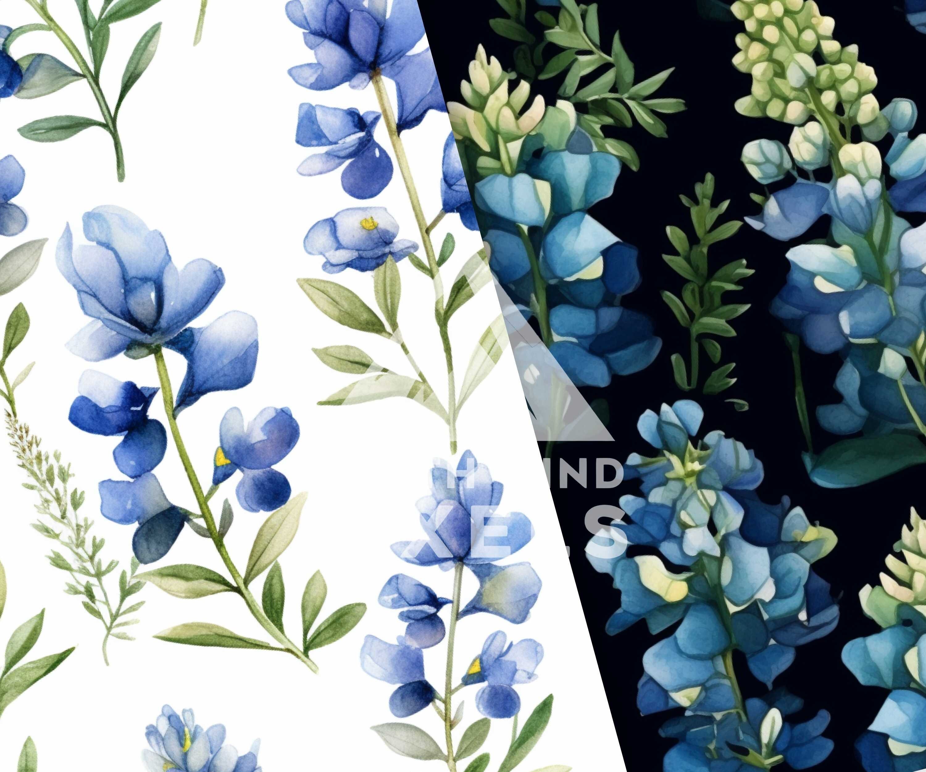 12 Texas Bluebonnet Flowers Digital Papers, Seamless Patterns, 12x12 ...