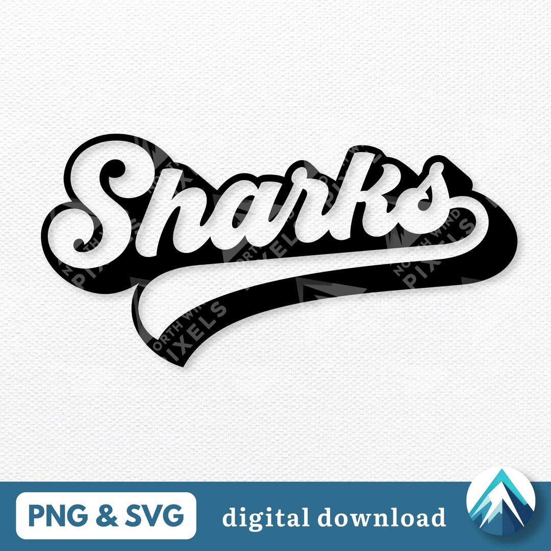 Sporty Sharks Digital Download, PNG and SVG, Transparent, Retro ...