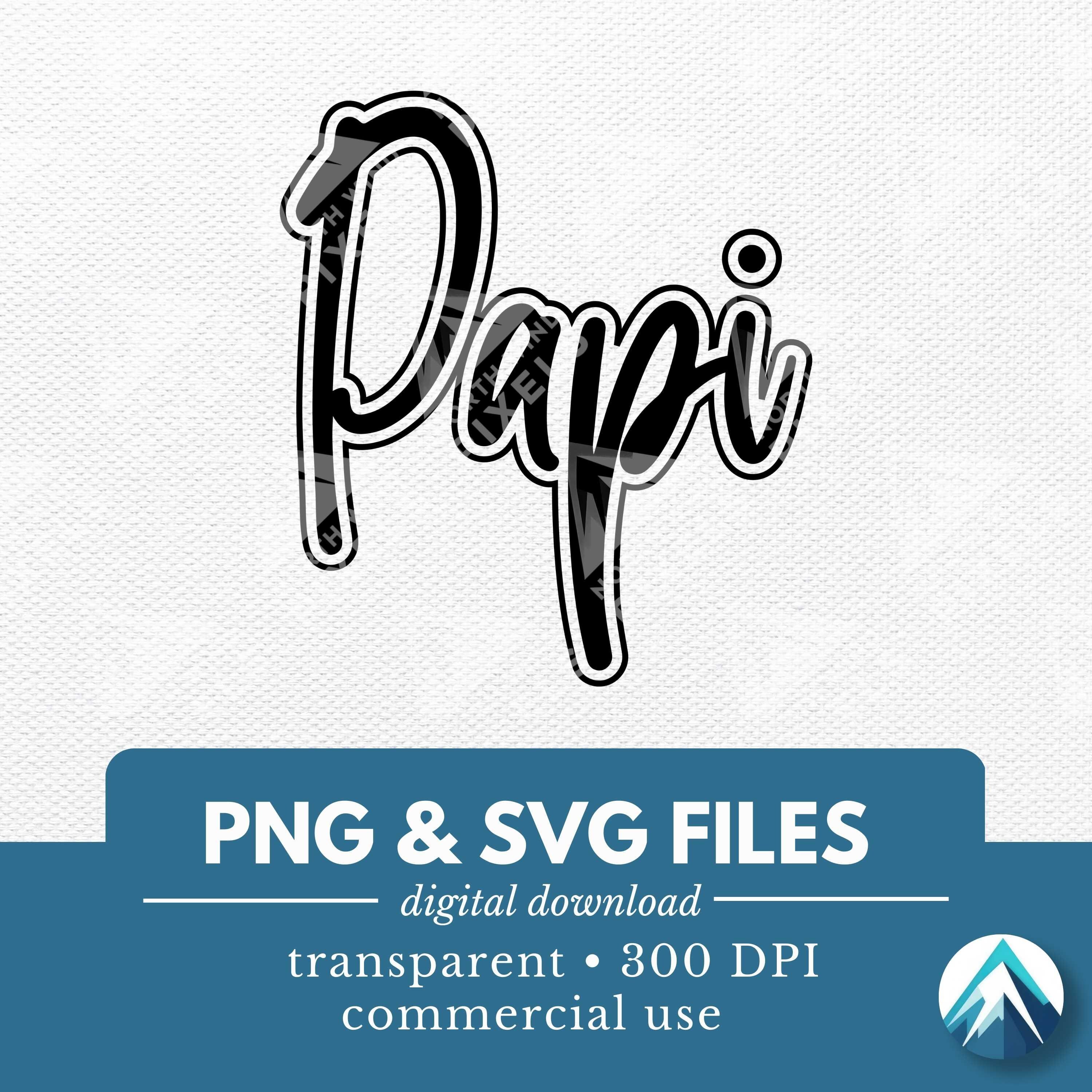Papi Digital Download, PNG and SVG File, Transparent Background, Graffiti Cursive Font, Outlined ...