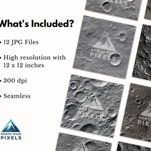 12 Moon Surface Digital Papers, Seamless Repeating Textures, 12x12 ...