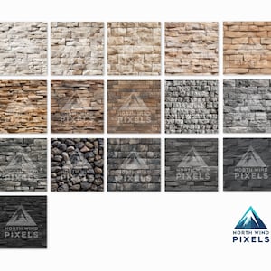 16 Stone Wall Texture Digital Papers, Seamless Patterns, 12x12, JPG ...