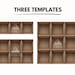 3 Digital Templates With Empty Cardboard Box, PNG, 3, 6 and 9 Box Grids ...