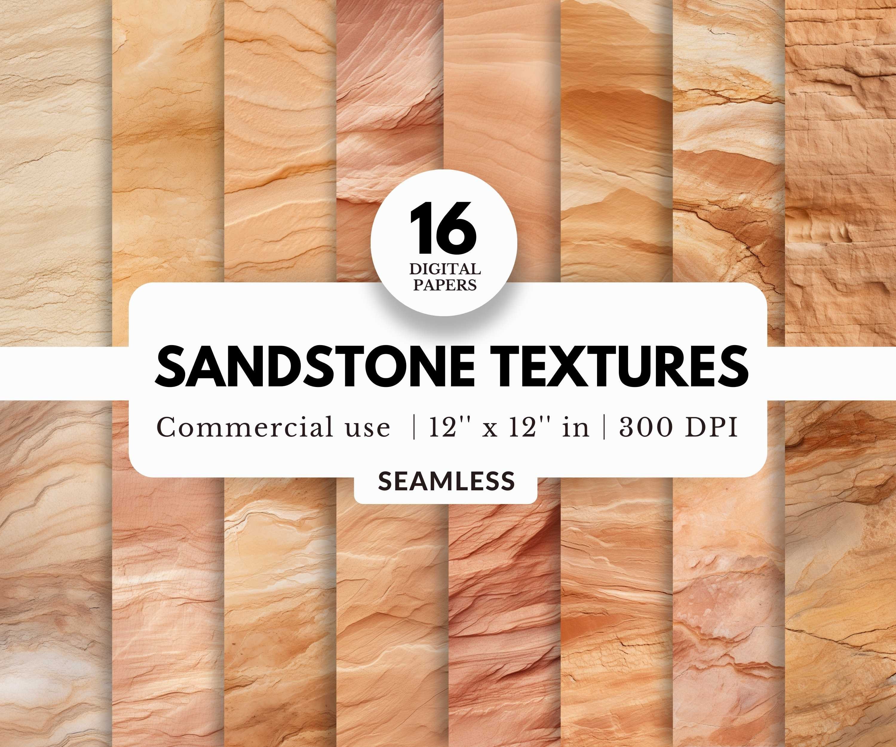 16 Sandstone Texture Digital Papers, Tileable Patterns, 12x12, JPG ...
