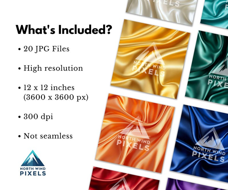 20 Luxury Satin Texture Digital Papers, Pattern Bundle, 12x12, JPG ...