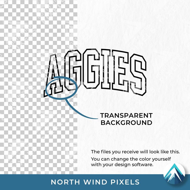 Aggies With Outlined and Curved College Letters Digital Download, Svg ...