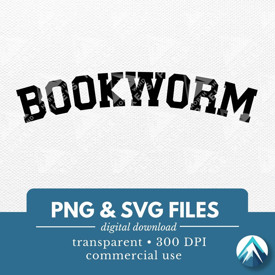 Bookworm Digital Download, PNG and SVG File, Transparent Background ...