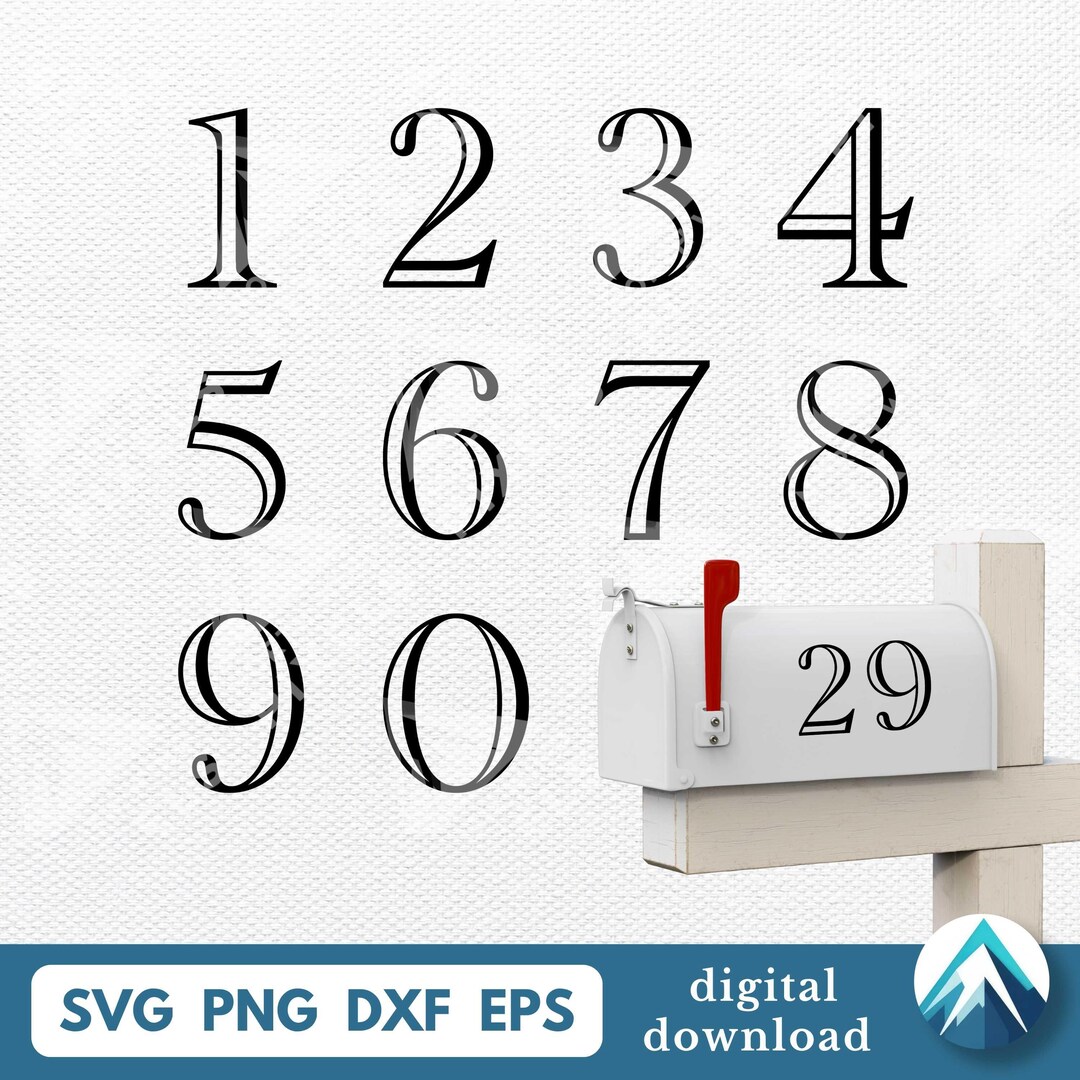 Engraved Mailbox Numbers Digital Download Bundle, Svg Png Dxf Eps Files ...