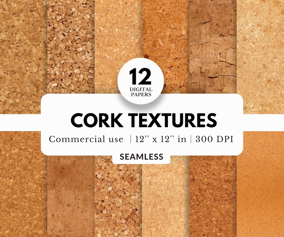 12 Cork Textures Digital Papers, Seamless, 12x12, JPG, Realistic ...