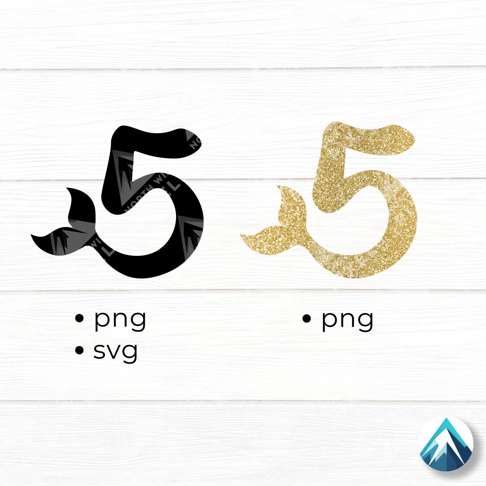 5 Mermaid Tail Birthday Number, PNG and SVG File, Digital Download ...