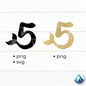 5 Mermaid Tail Birthday Number, PNG and SVG File, Digital Download ...