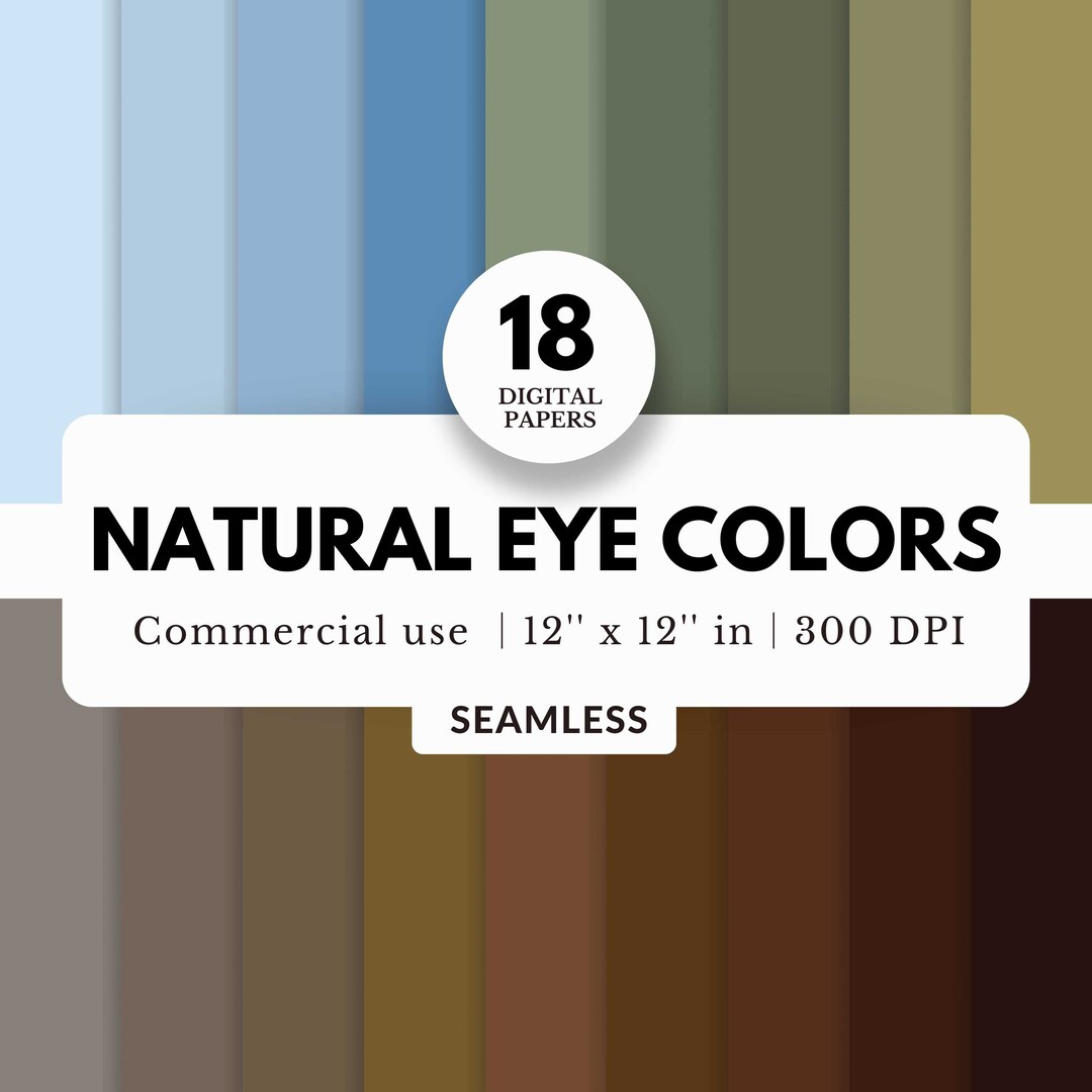 18 Natural Eye Colors Digital Papers Bundle, Seamless, 12x12, Solid ...