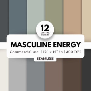 12 Masculine Energy Digital Papers Bundle, Tileable Prints, 12x12, Men ...