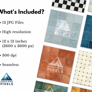 12 Antique Tile Textures Digital Papers, Repeating Pattern, Old Vintage ...