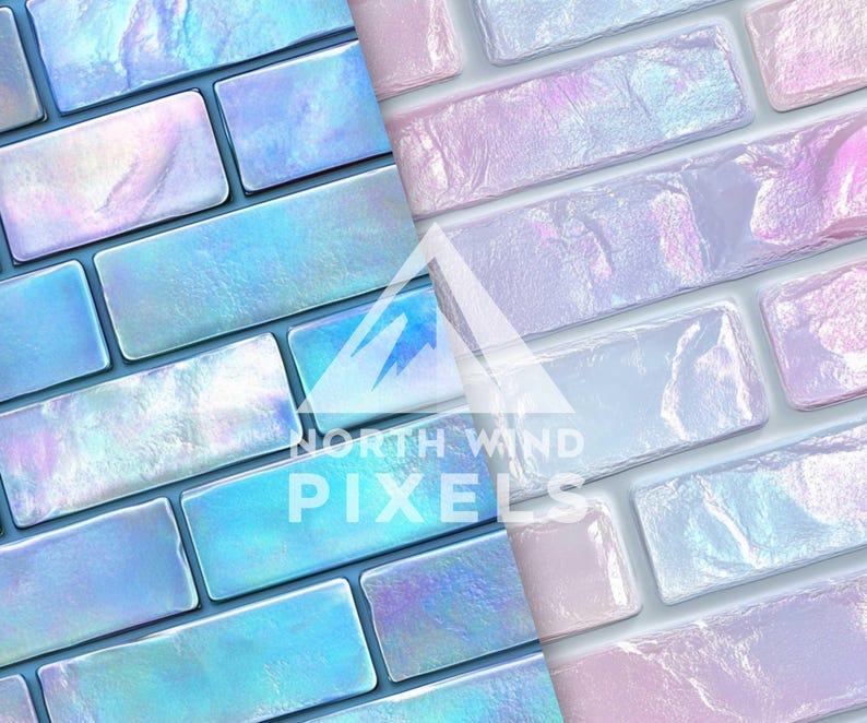 12 Iridescent Brick Texture Digital Papers, Seamless Pattern, 12x12 ...