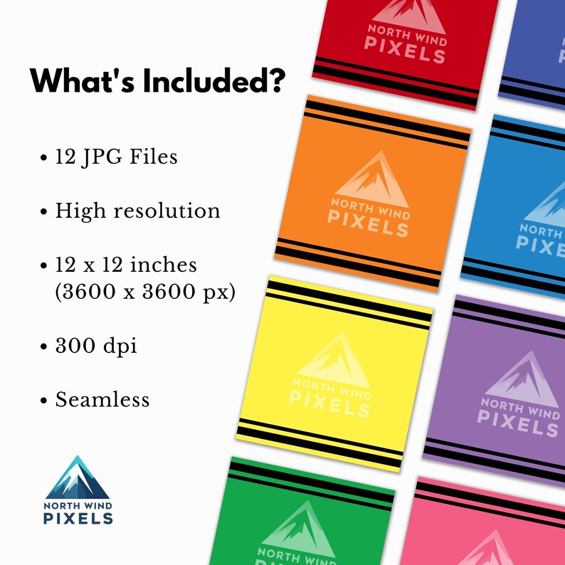 12 Crayon Labels Digital Papers, Seamless, 12x12, JPG Download, Solid ...