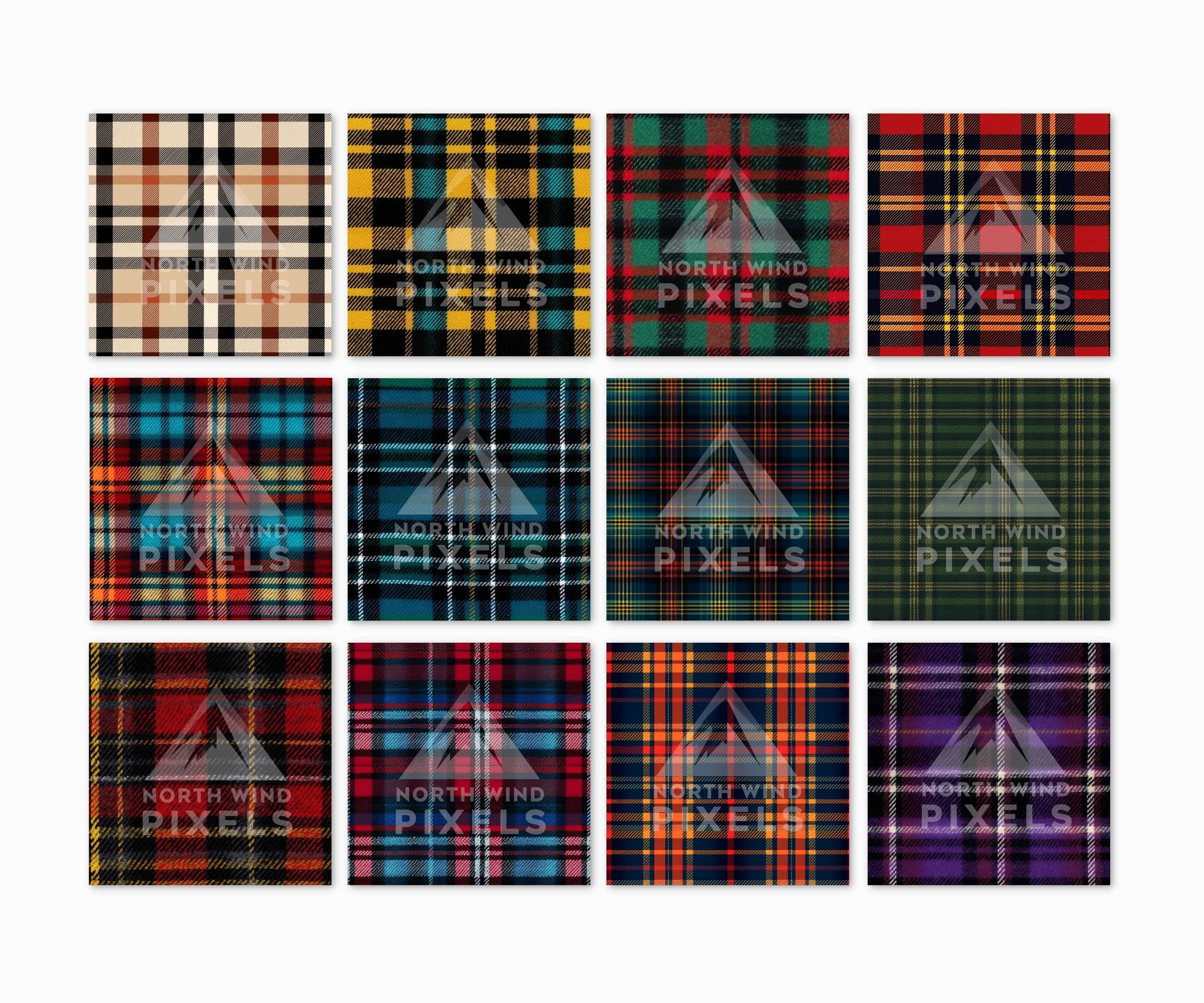 12 Scottish Tartans Digital Paper Bundle, Seamless Pattern, 12x12, JPG ...