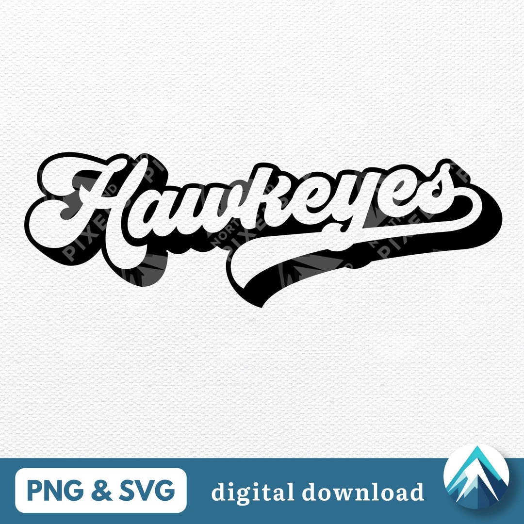 Sporty Hawkeyes Digital Download, PNG and SVG Files, Transparent, Retro ...