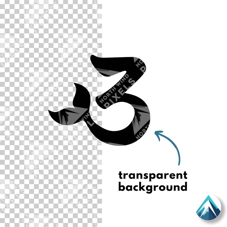 3 Mermaid Tail Birthday Number, PNG and SVG File, Digital Download ...