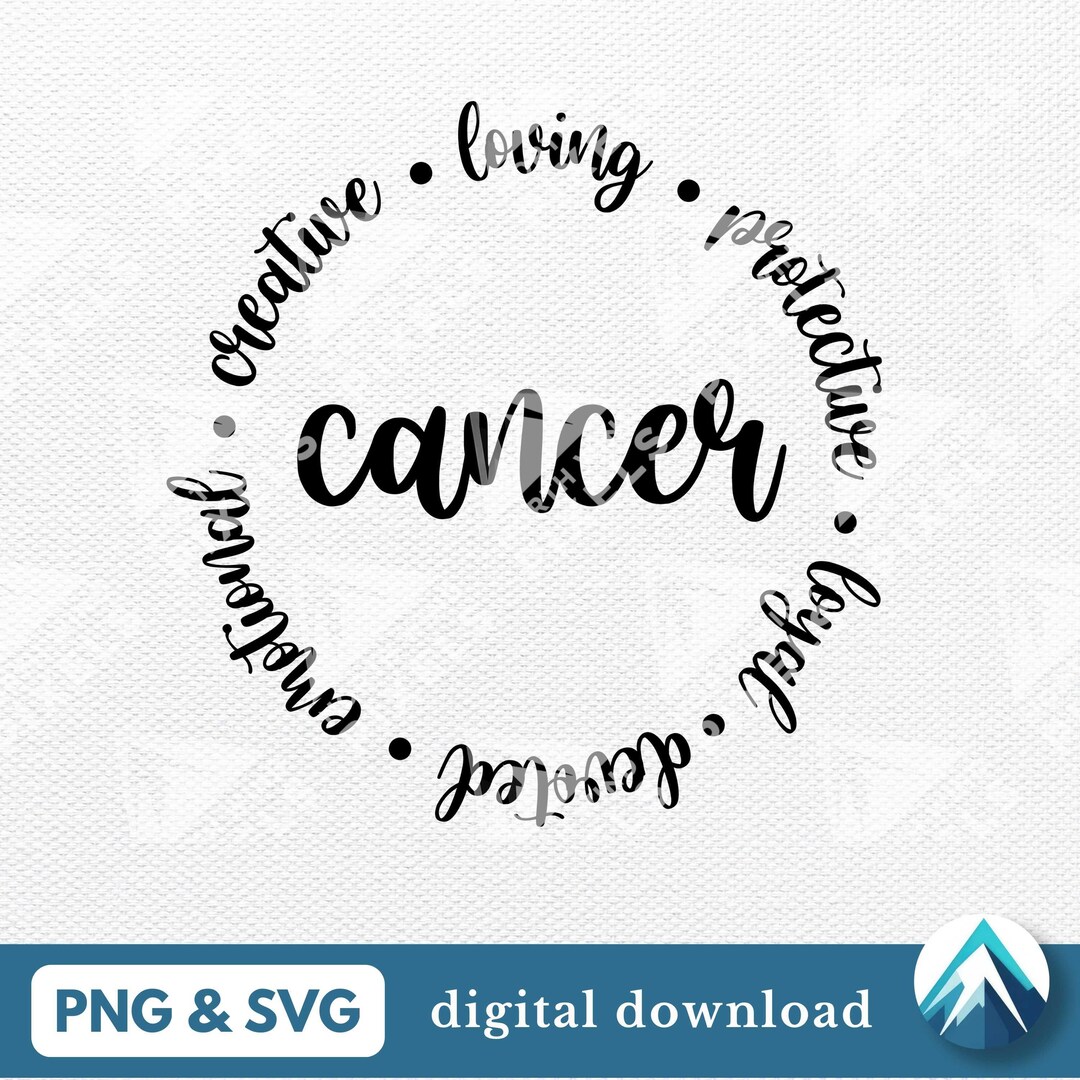Cancer Traits Digital Download, PNG and SVG Files, Round Circle Shape ...