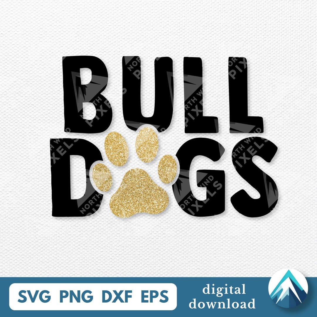 Bulldogs With Paw Print Digital Download, Svg Png Dxf Eps Files ...