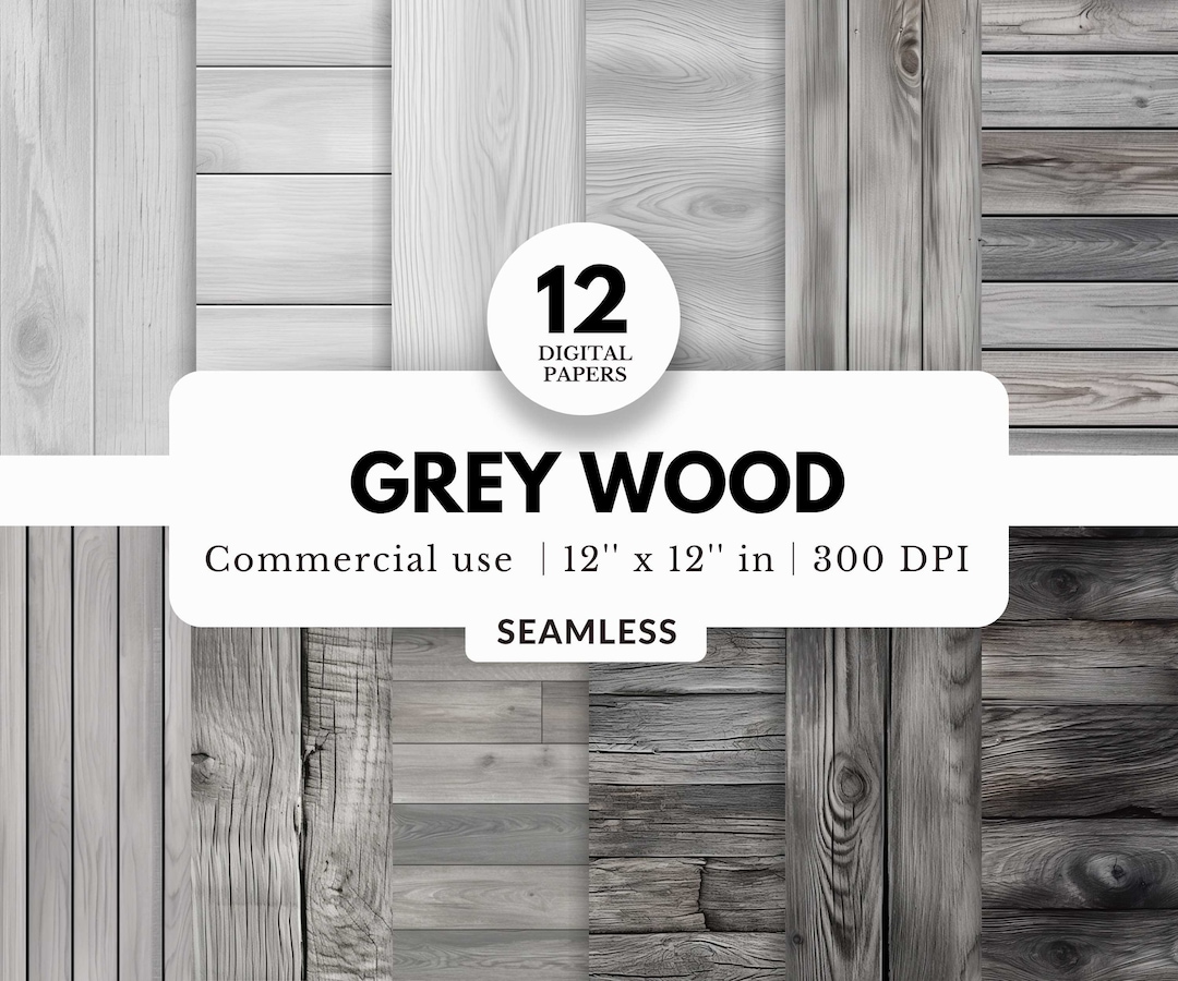 12 Grey Wood Digital Paper Bundle, Seamless Pattern, 12x12, Old Wood ...