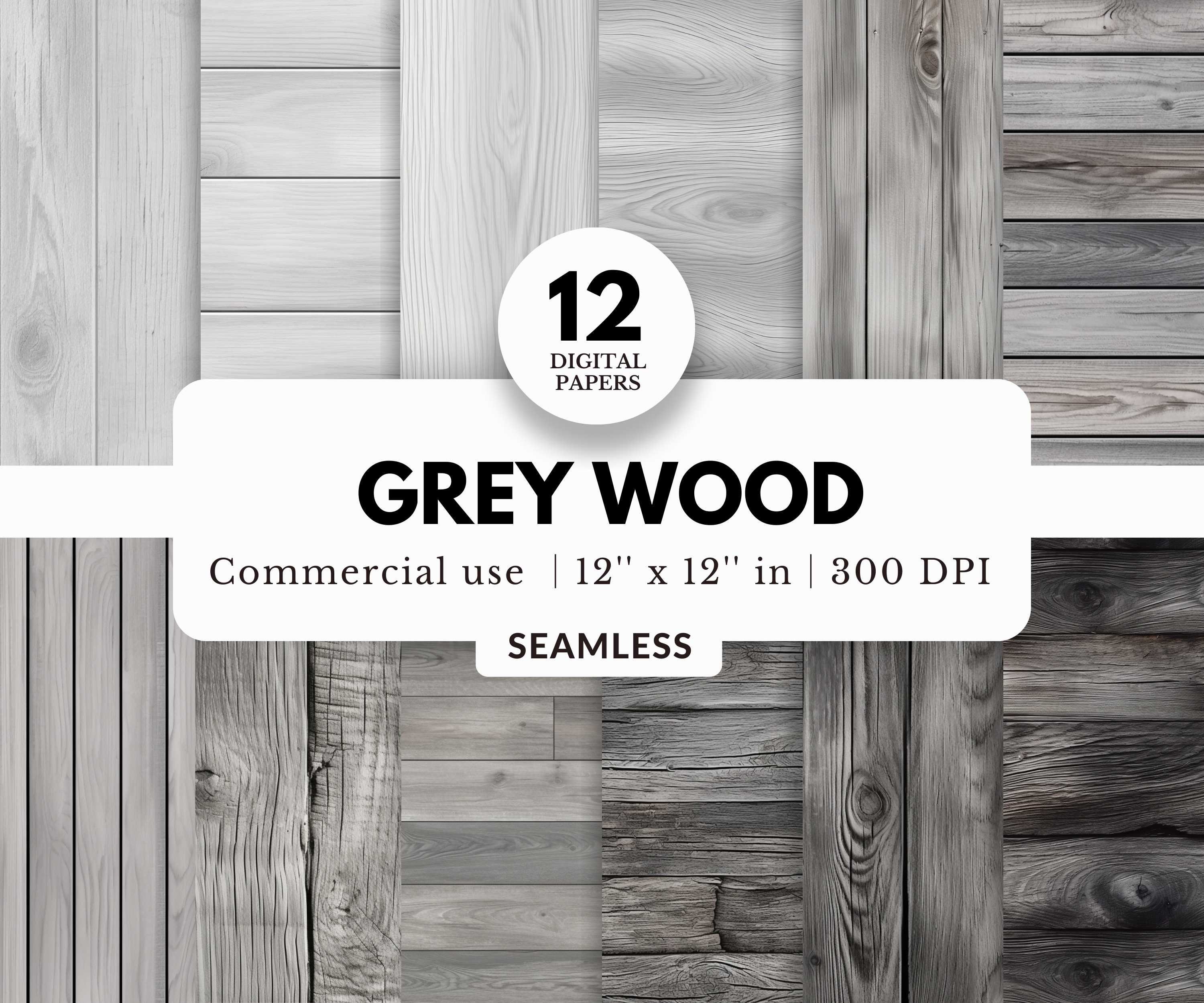 12 Grey Wood Digital Paper Bundle, Seamless Pattern, 12x12, Old Wood ...