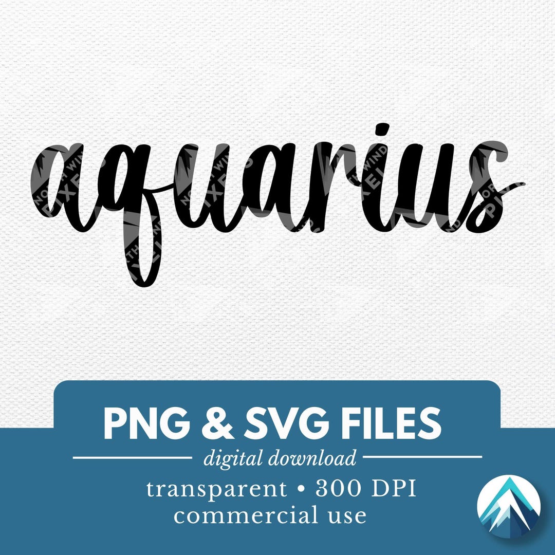Aquarius Digital Download, PNG and SVG File, Transparent Background ...