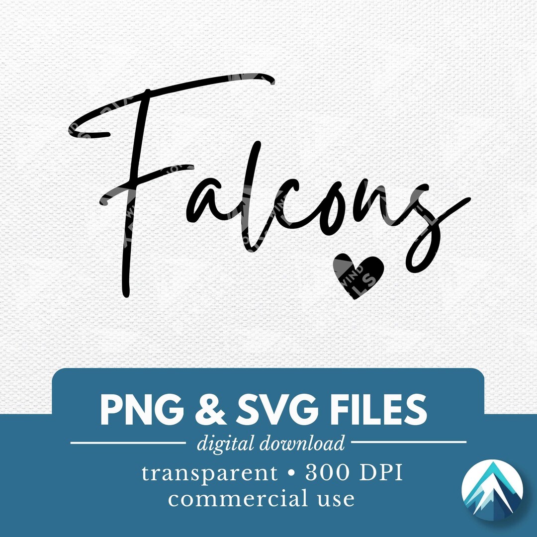 Falcons Digital Download, PNG and SVG Files, Small Heart, Clipart With ...