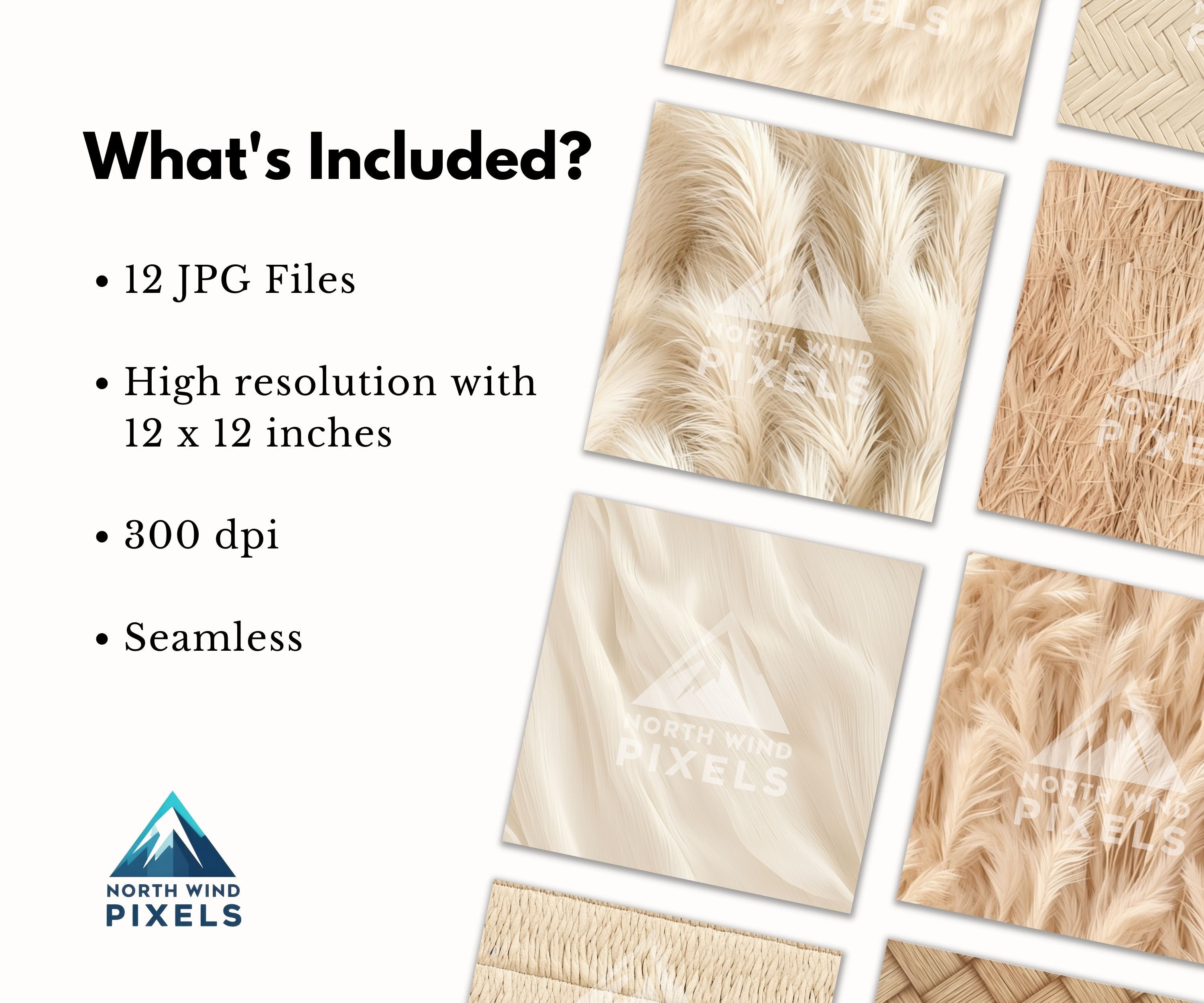 12 Soft Boho Neutral Digital Paper, Seamless Textures, 12x12, JPG Files ...