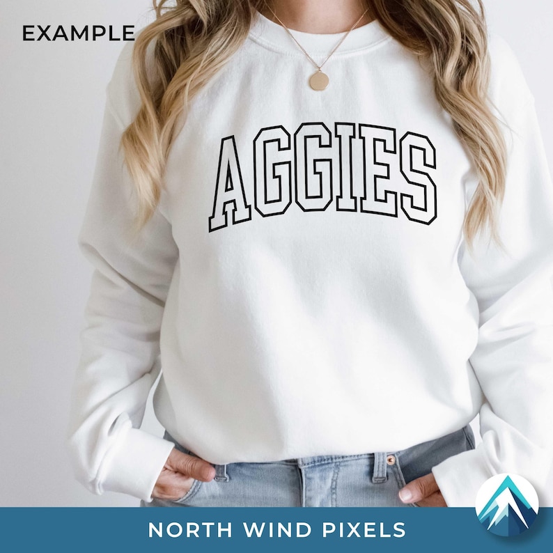 Aggies With Outlined and Curved College Letters Digital Download, Svg ...