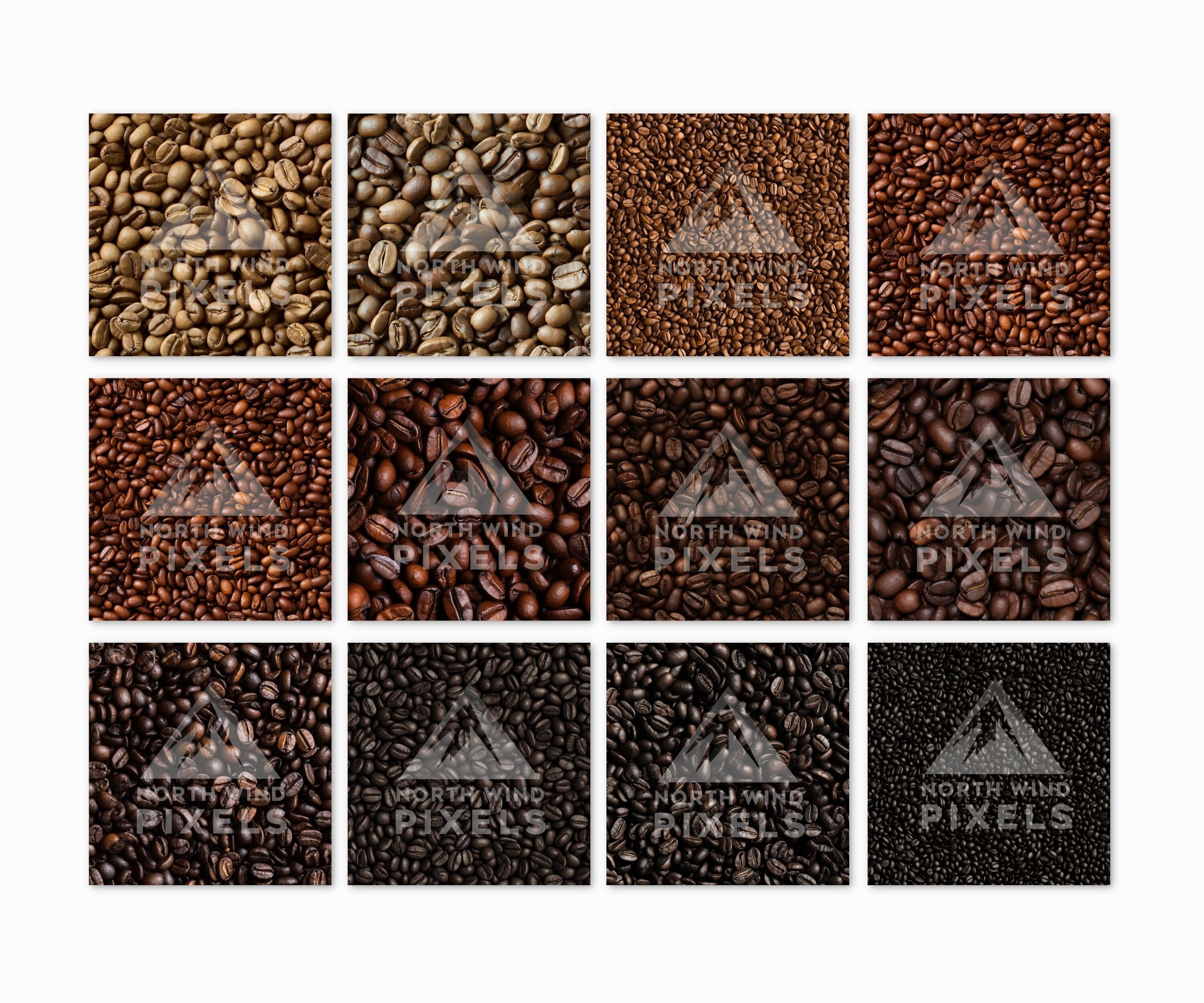 12 Coffee Beans Digital Papers, Seamless Pattern, 12x12, JPG Files ...