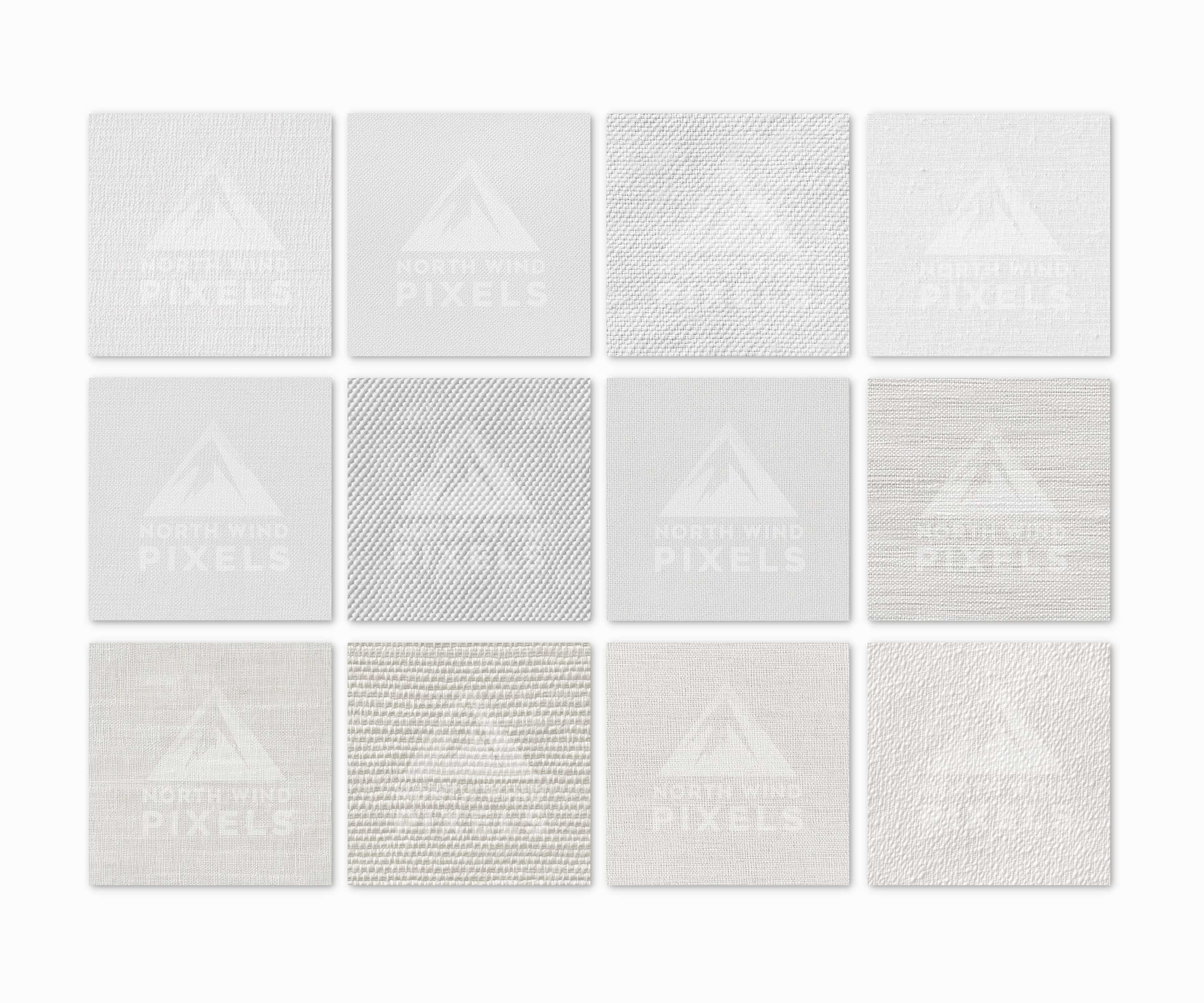 12 White Canvas Digital Paper Pack, Seamless Patterns, 12x12, Realistic ...