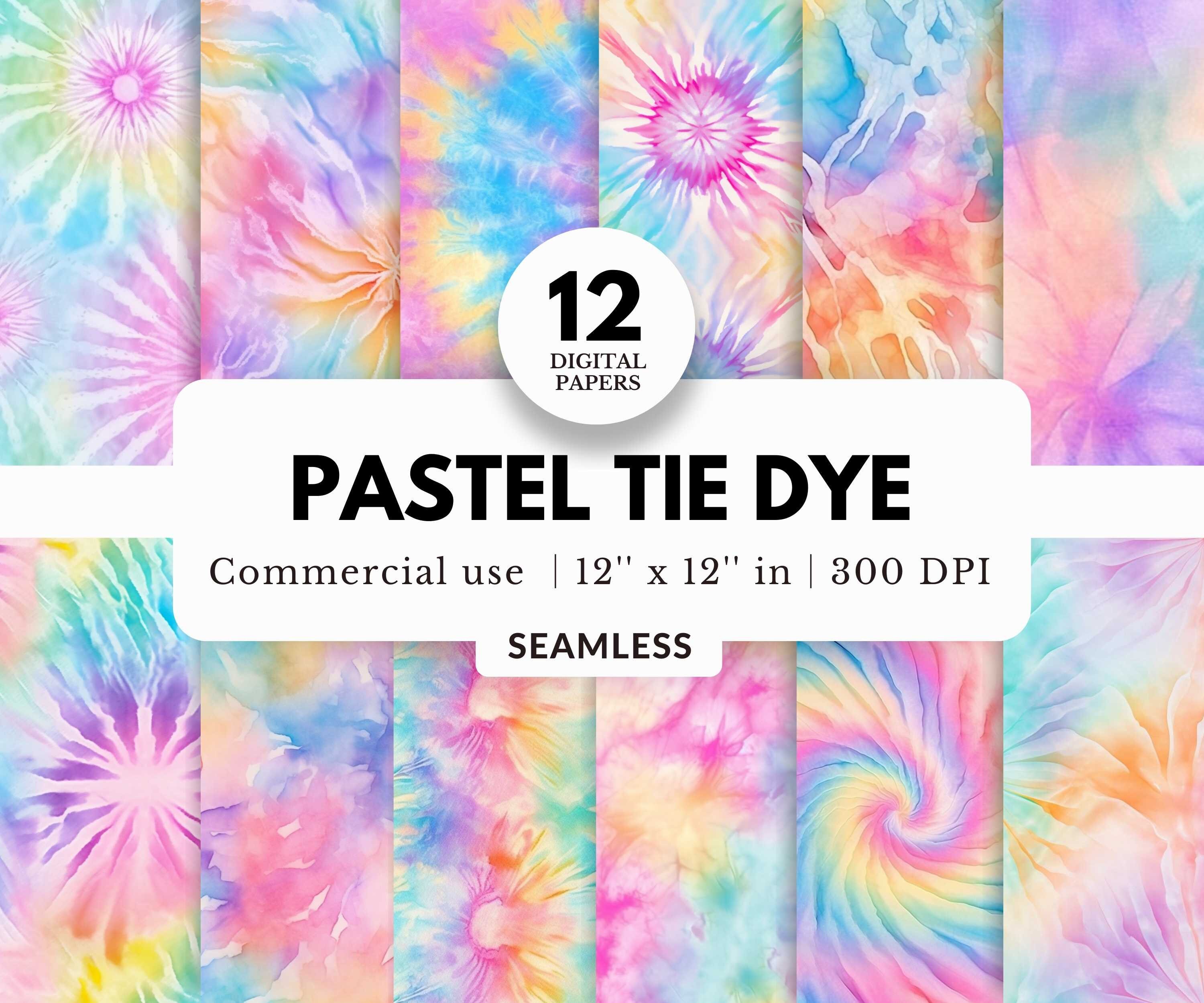 12 Pastel Tie Dye Digital Paper Bundle, Seamless Texture, 12x12 ...