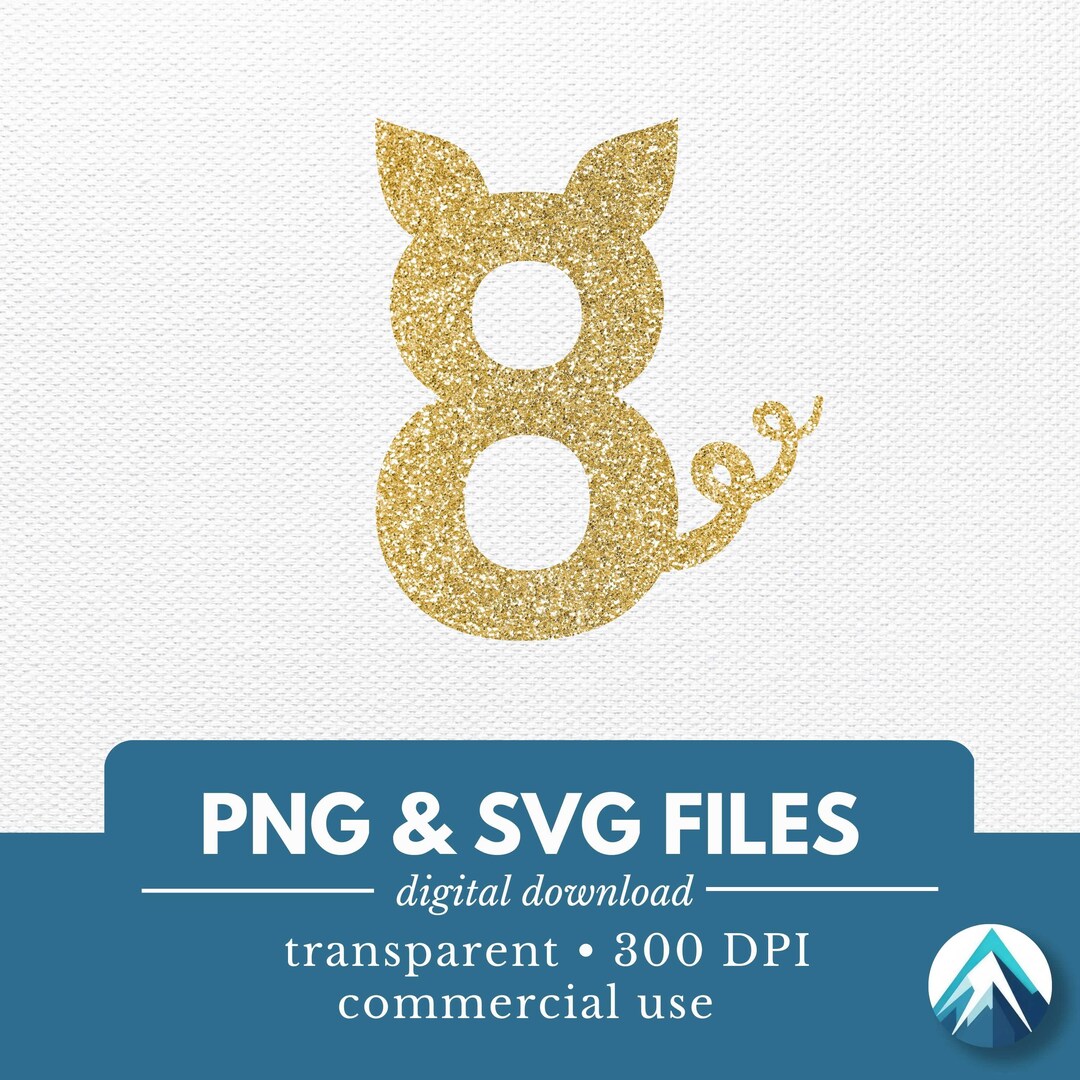 8 Pig Birthday Number, PNG and SVG Files, Digital Download, Cute Little ...