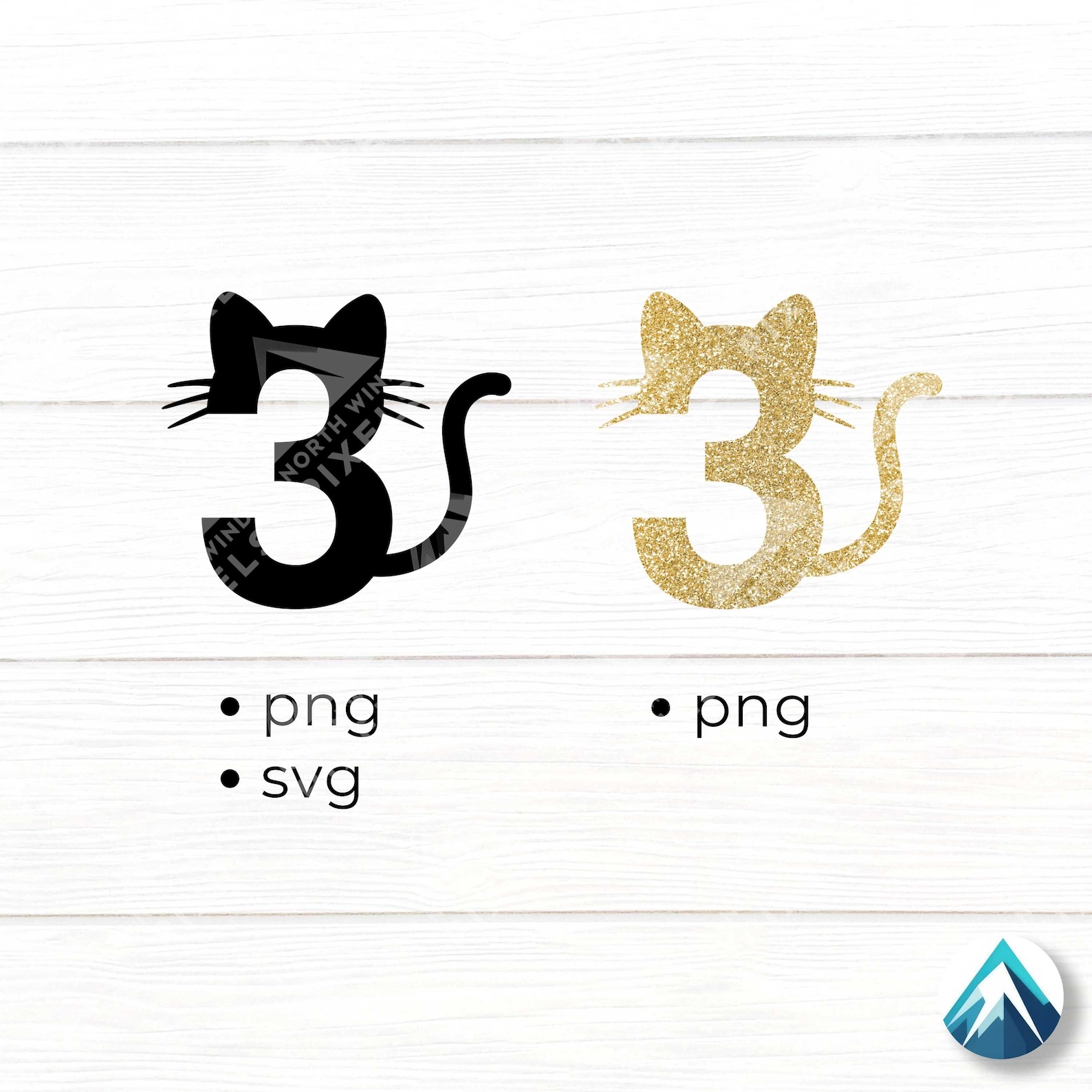 3 Cat Birthday Number, PNG and SVG File, Digital Download, Transparent ...