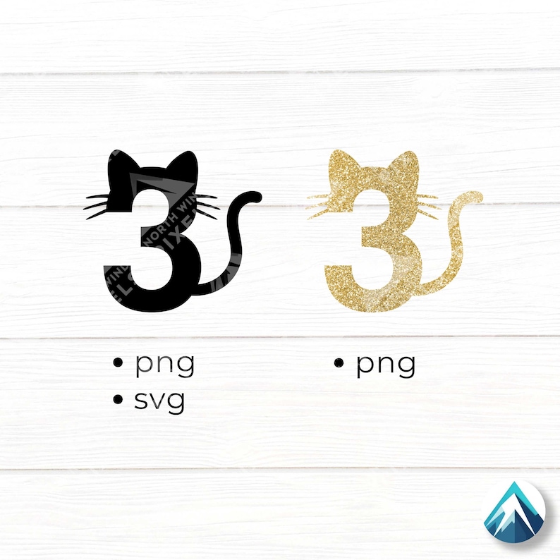 3 Cat Birthday Number, PNG and SVG File, Digital Download, Transparent ...