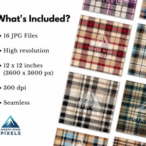 16 Light Scottish Tartans Digital Papers, Seamless Pattern, 12x12, JPG ...