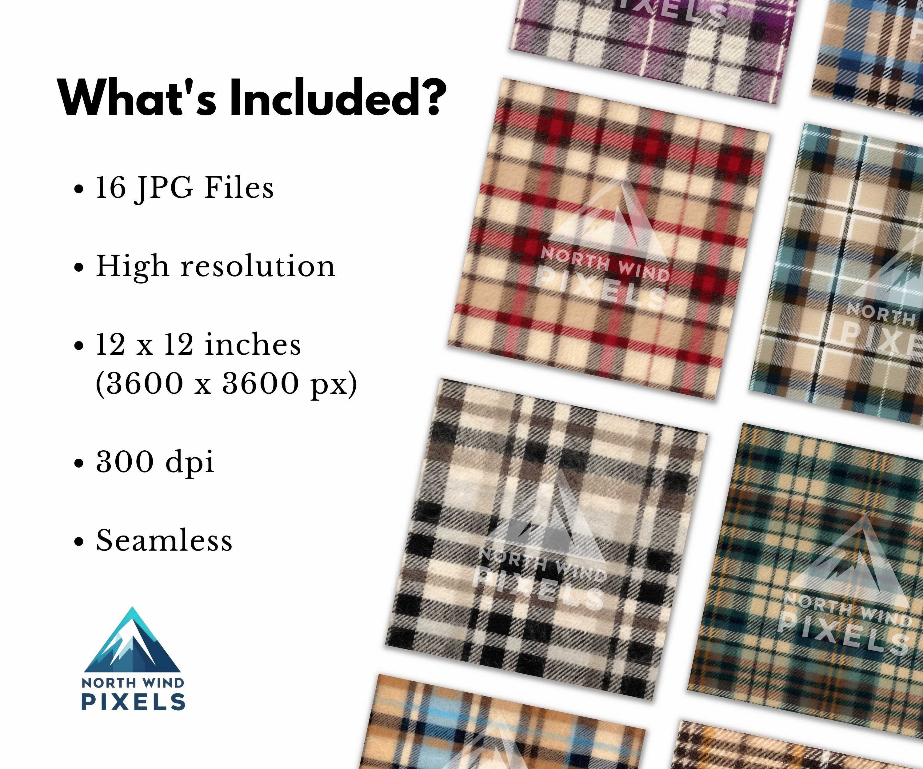 16 Light Scottish Tartans Digital Papers, Seamless Pattern, 12x12, JPG ...