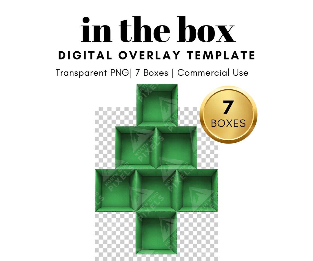 7 Green Cardboard Box Digital Template, Christmas Tree Shape, PNG, Grid ...
