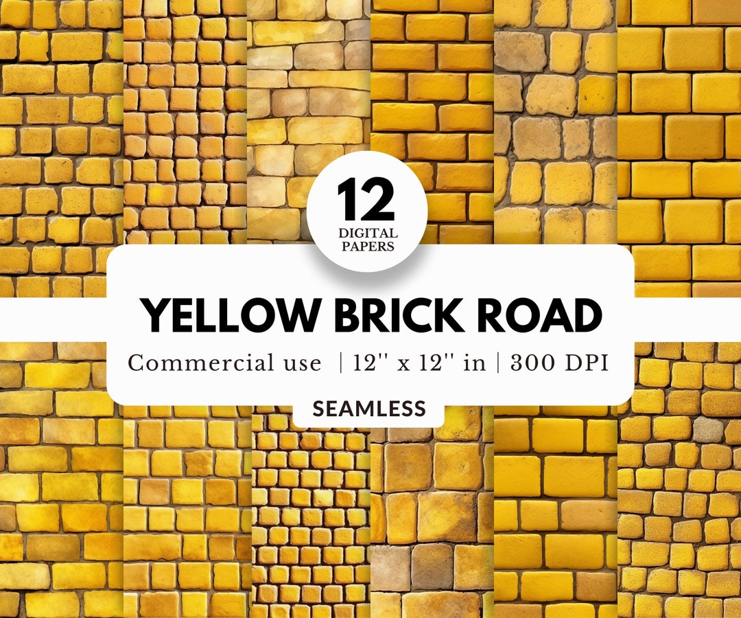 12 Yellow Brick Road Digital Papers, Seamless Patterns, 12x12, JPG ...