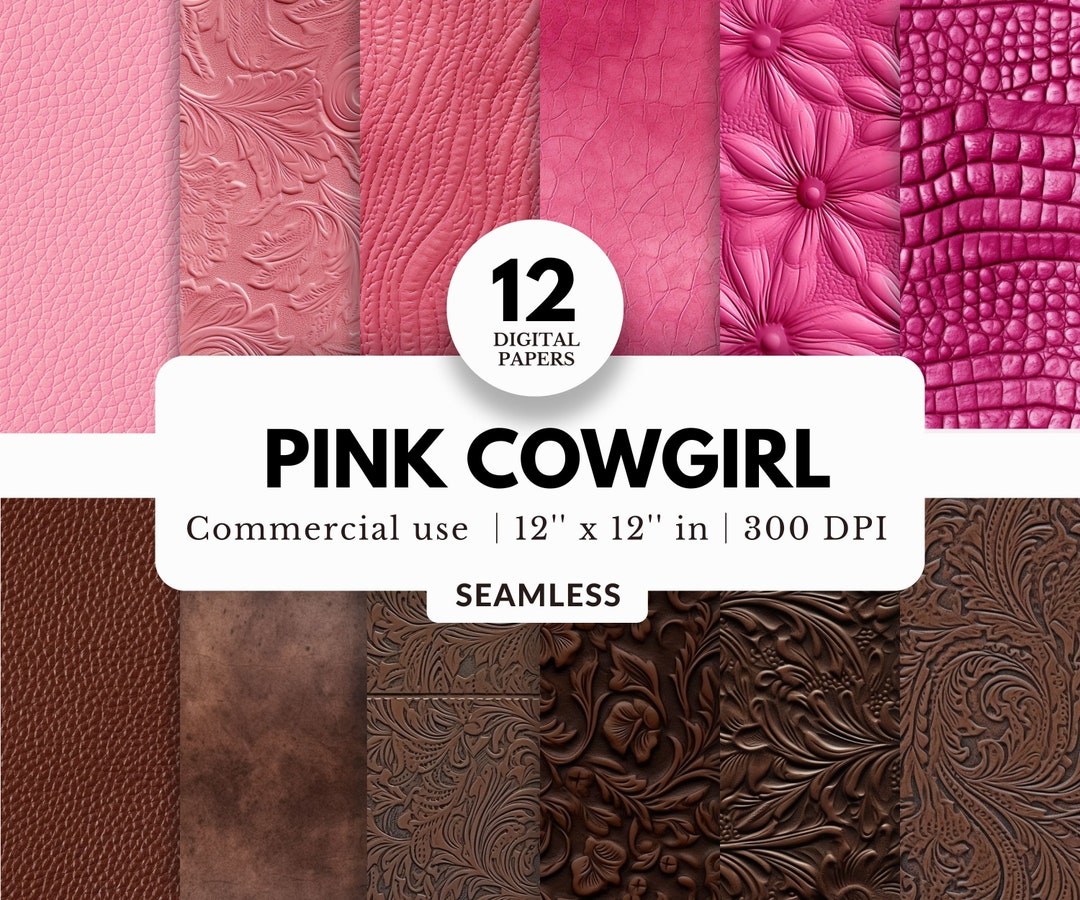 12 Pink Cowgirl Texture Digital Papers, Seamless, 12x12, Pink and Brown ...