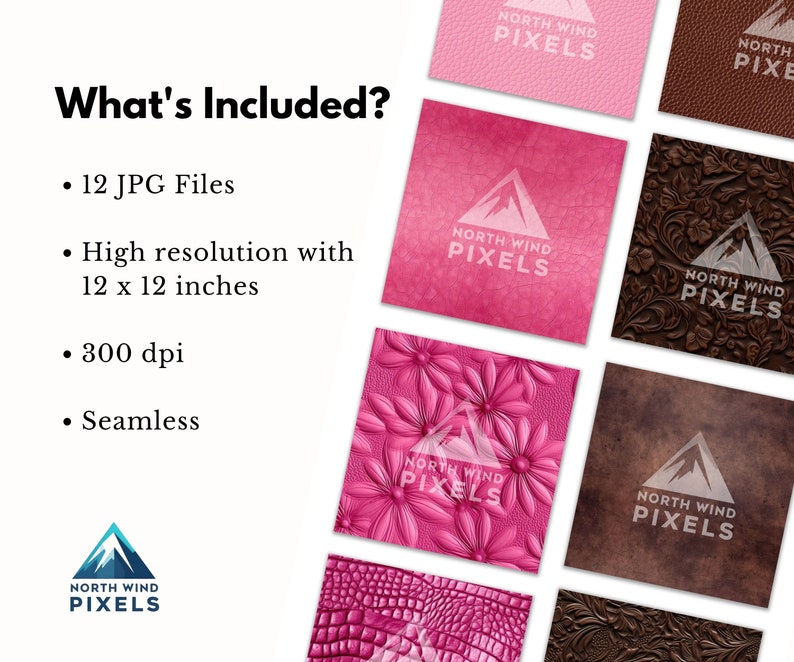 12 Pink Cowgirl Texture Digital Papers, Seamless, 12x12, Pink and Brown ...