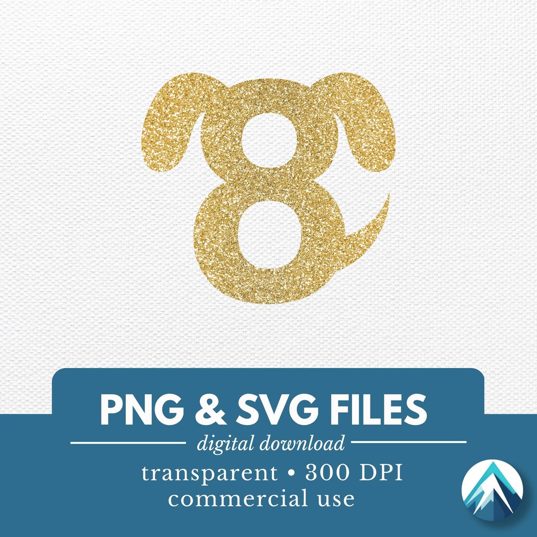 8 Puppy Dog Birthday Number, PNG and SVG File, Digital Download, Floppy ...