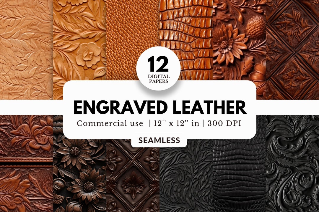 12 Engraved Leather Textures, Seamless, 12x12, JPG Files, Commercial ...