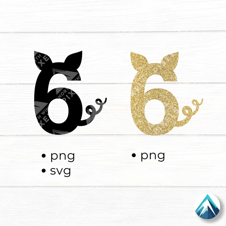 6 Pig Birthday Number, PNG and SVG Files, Digital Download, Cute Little ...