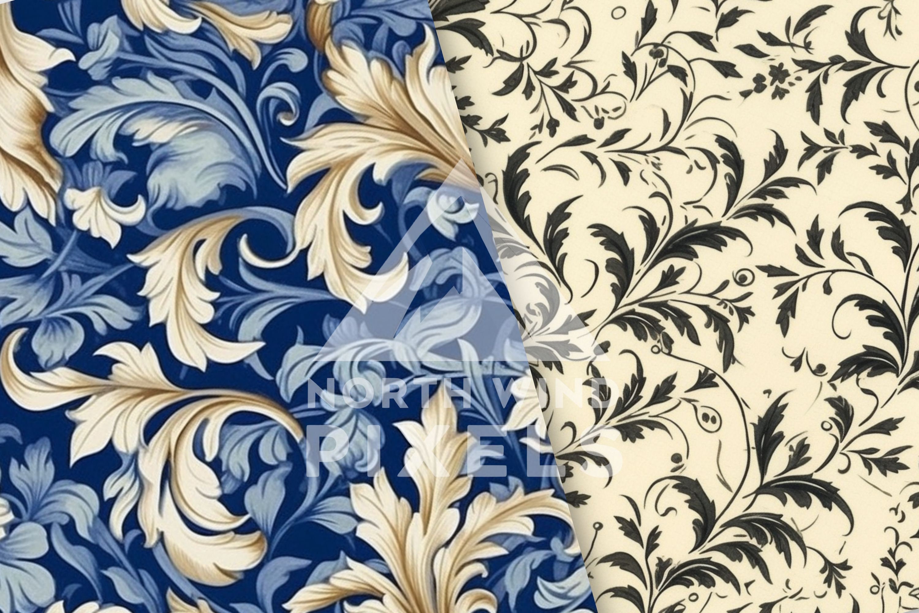 12 Digital Florentine Papers, Seamless, 12x12, Instant Download, Floral ...