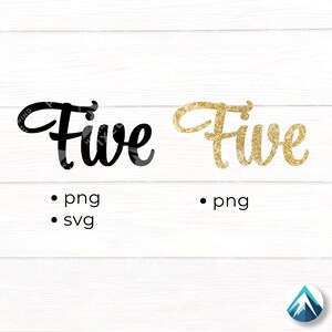 Five Birthday Number, PNG and SVG File, Digital Download, Fancy Cursive ...