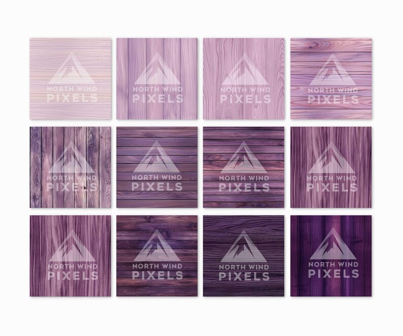 12 Purple Wood Digital Papers, Seamless Patterns, 12x12, Vertical and ...