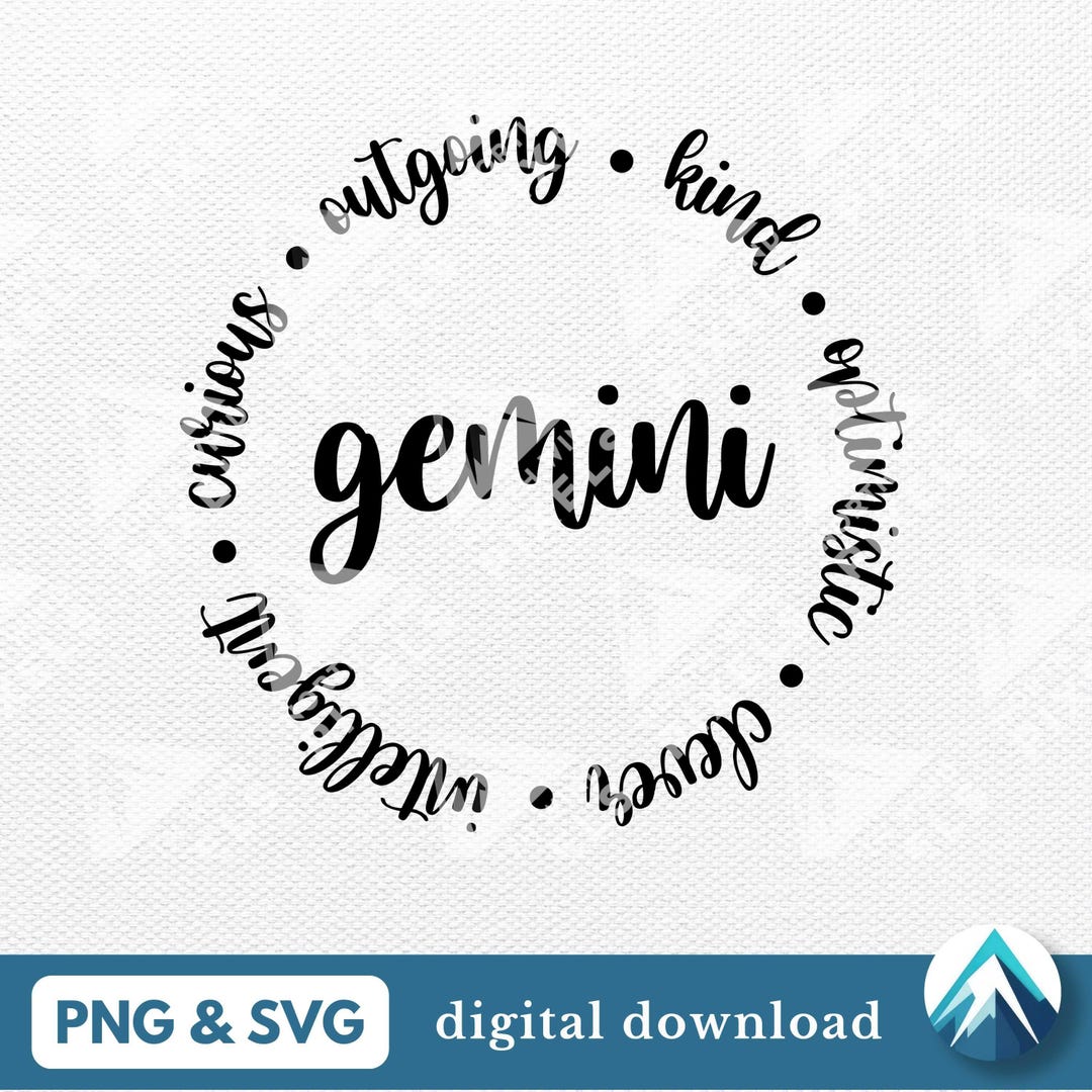 Gemini Traits Digital Download, PNG and SVG Files, Round Circle Shape ...