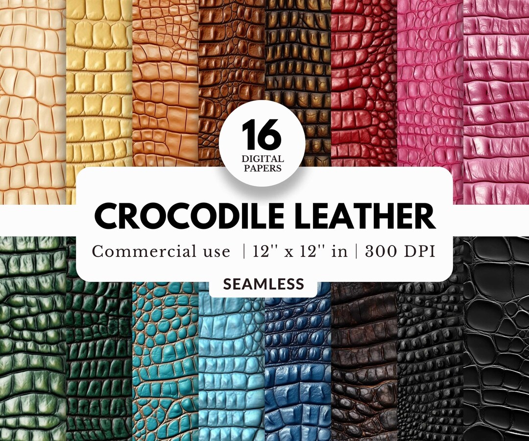 16 Colorful Crocodile Leather Digital Papers, Seamless Textures, 12x12 ...